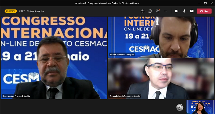 Abertura do I Congresso Internacional On-Line de Direito Cesmac recebe ...